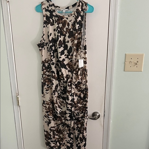 Bar III | Dresses | Bar Iii Black And Brown Animal Print Midi Dress ...